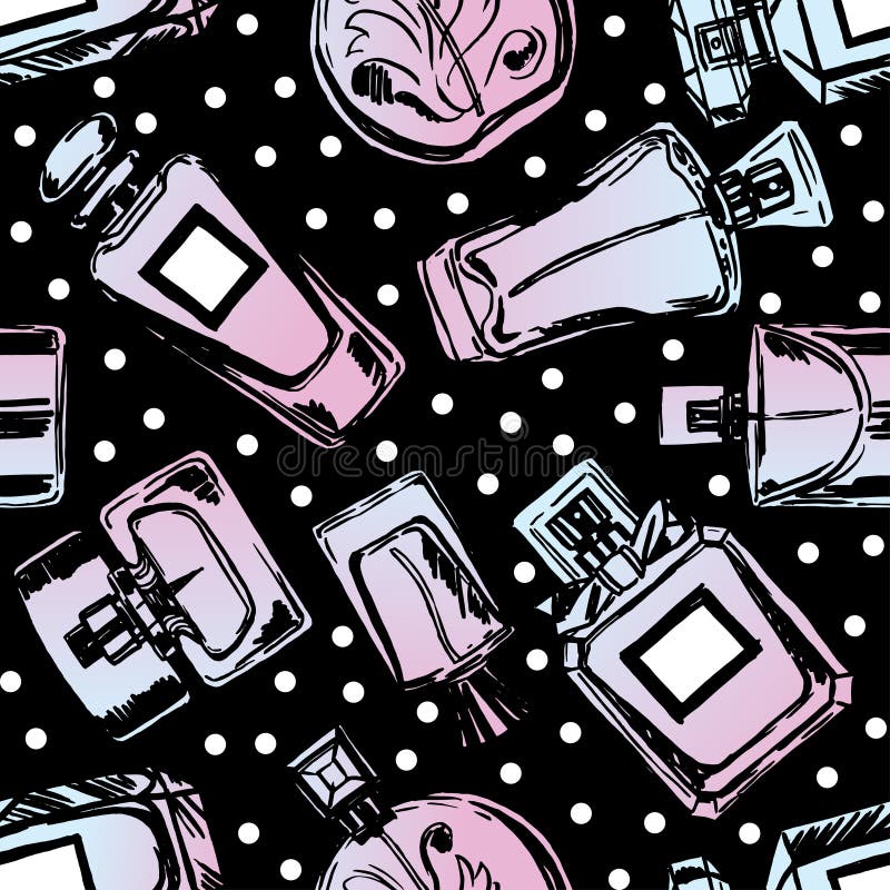 Perfume Bottle Seamless Pattern, Watercolor Illustration. Stock ...