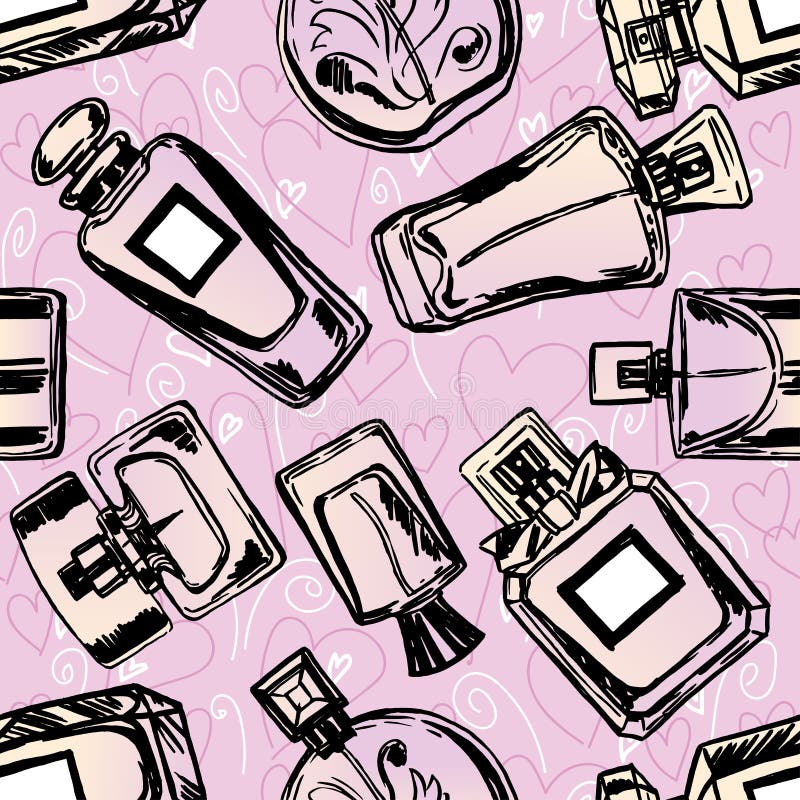 Perfume Bottle Seamless Pattern, Watercolor Illustration. Stock ...