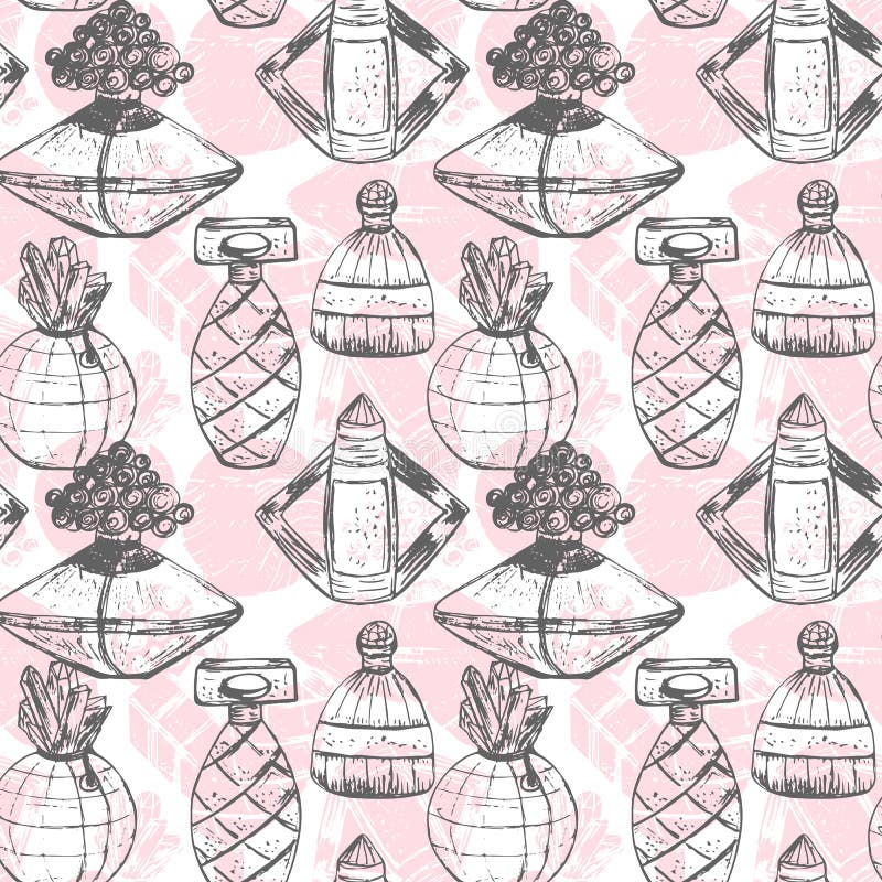 Vector Seamless Perfume Pattern. Elegant and Feminine Pattern Stock ...