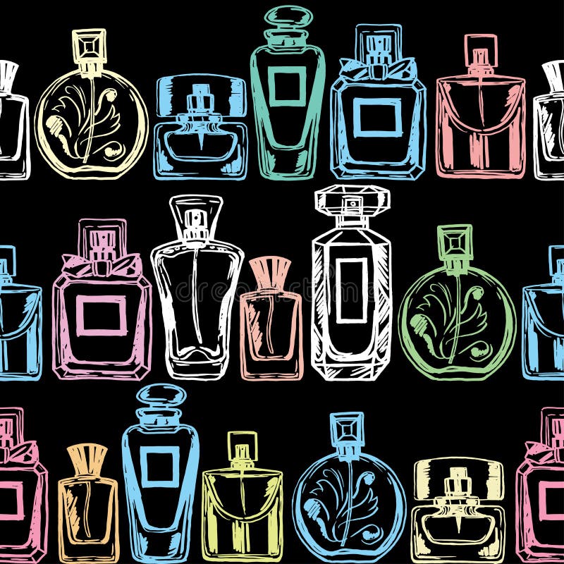 Perfume Bottle Seamless Pattern, Watercolor Illustration. Stock ...