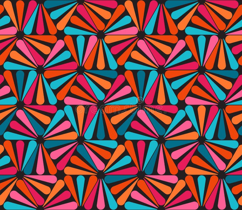 Vector Seamless Pink Blue Orange Rounded Triangle Lines Color Pattern ...
