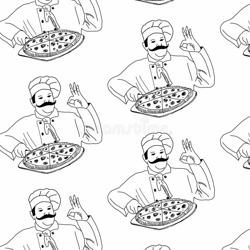 Vector Seamless Pizza Pattern Stock Vector - Illustration of menu ...