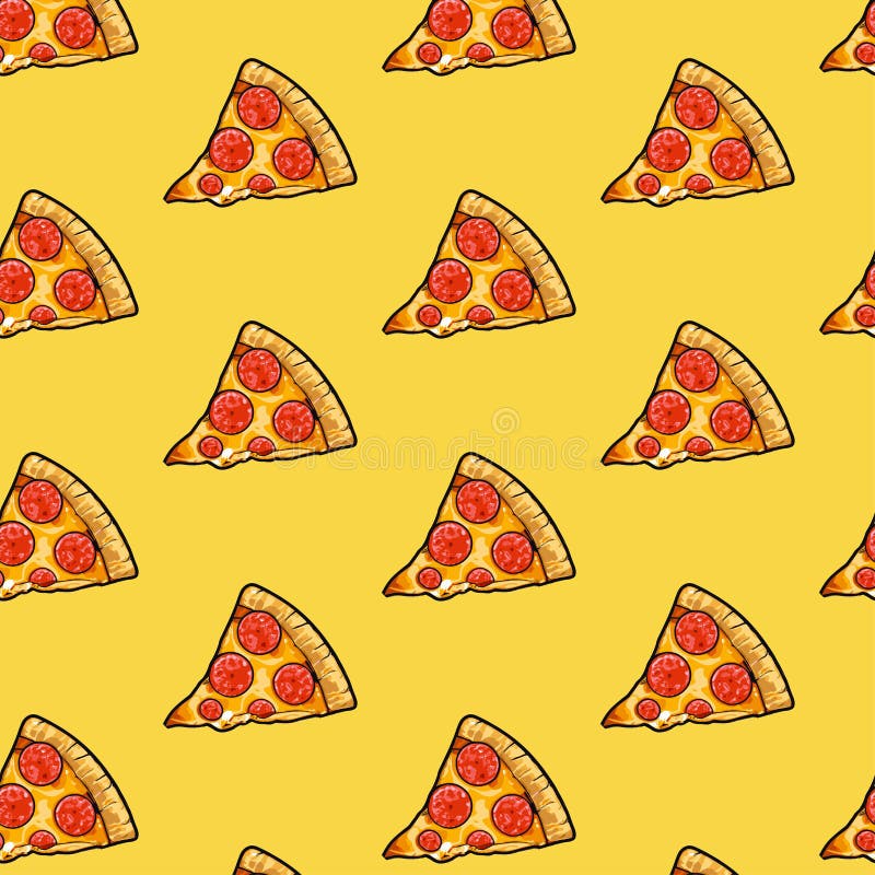 Vector Seamless Pizza Pattern Stock Vector - Illustration of restaurant ...