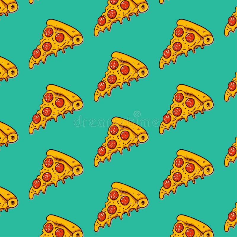Vector Seamless Pizza Pattern Stock Vector - Illustration of sausage ...