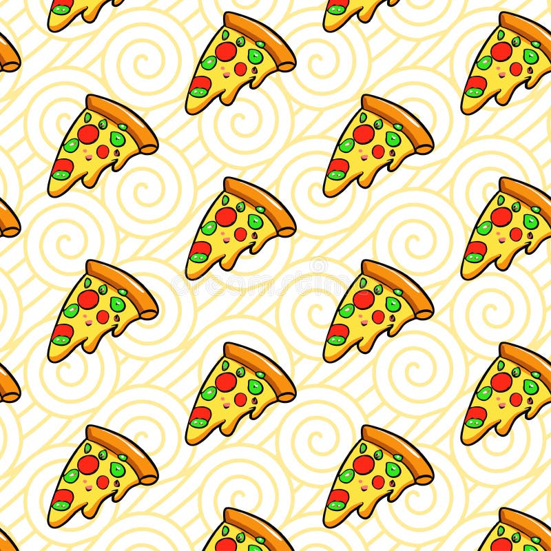 Vector Seamless Pizza Pattern Stock Vector - Illustration of olive ...