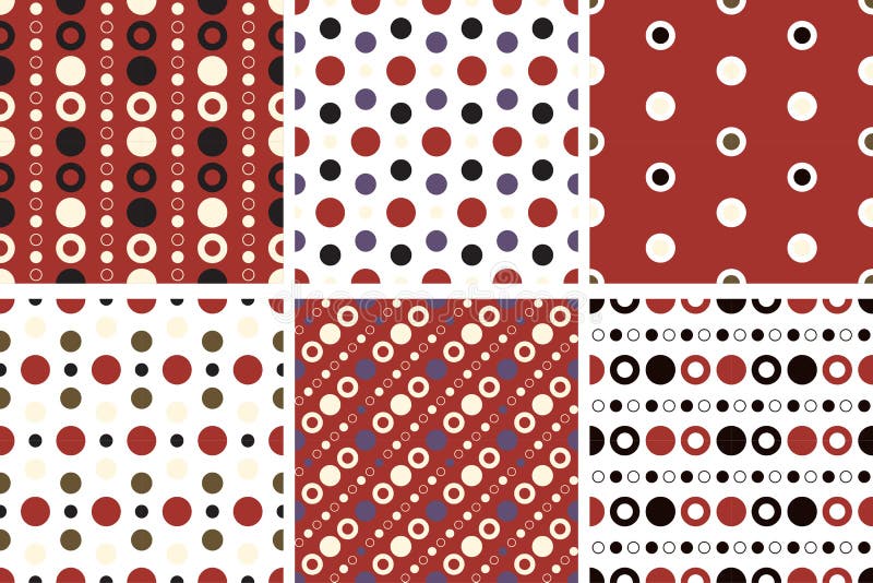 Vector Seamless Poka Dot Patterns Stock Illustration - Illustration of ...