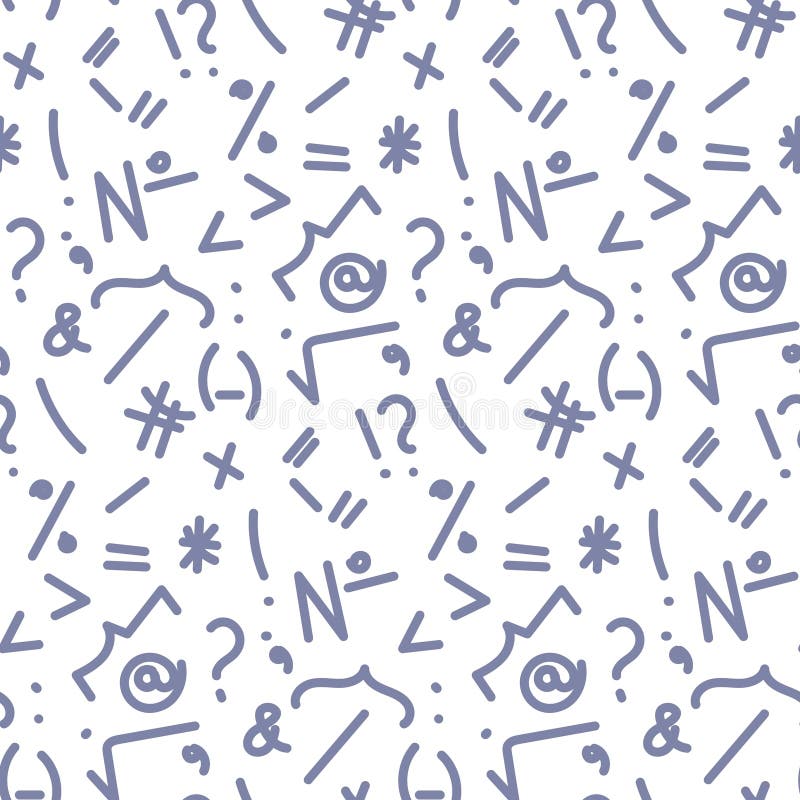 Vector Seamless Punctuation Pattern. Hand-drawn Scribbles with a Blue ...