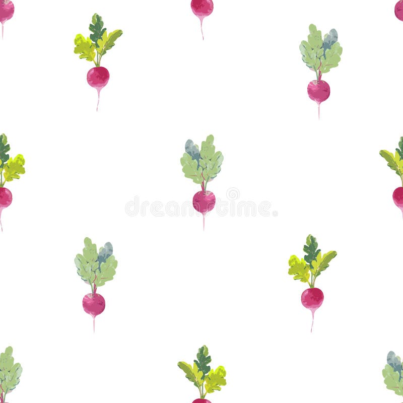 Vector Seamless Radish Pattern, Cute Minimalist Kids Vegetable Design ...