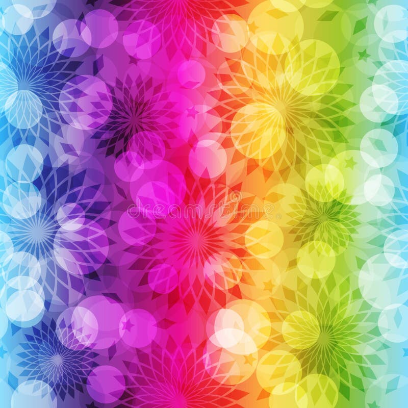 Vector Seamless Rainbow Floral Pattern with Vintage Flowers Stock ...