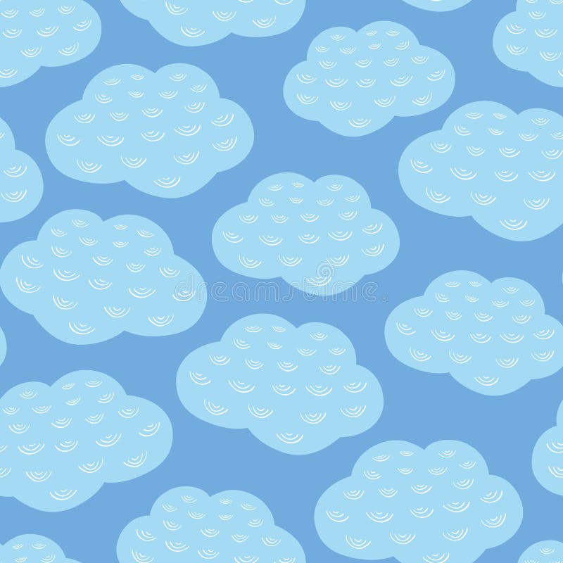 Vector Seamless Repeat Pattern of Blue and White Clouds and Sky ...