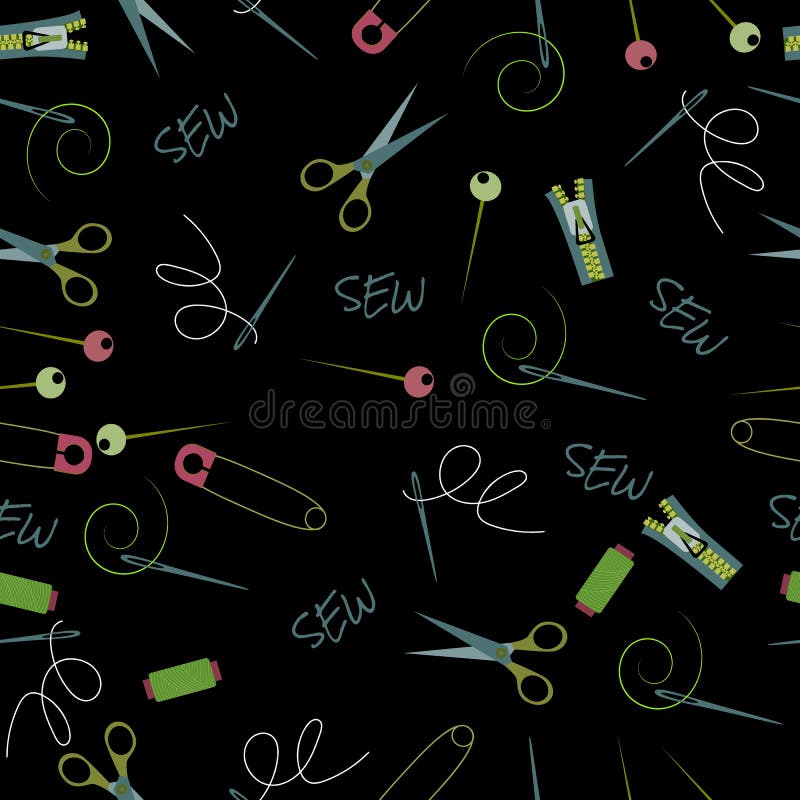 Vector Seamless Repeat Pattern with Different Sewing Accessories Stock ...