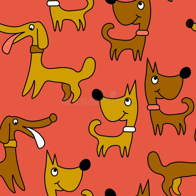 Vector Seamless Repeating Childish Pattern with Cute Dogs in ...