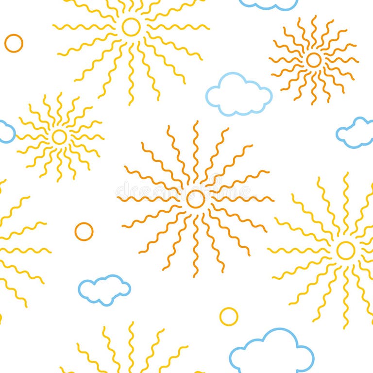 Seamless Repeating Illustration Children`s Pattern Sun Clouds Stock ...