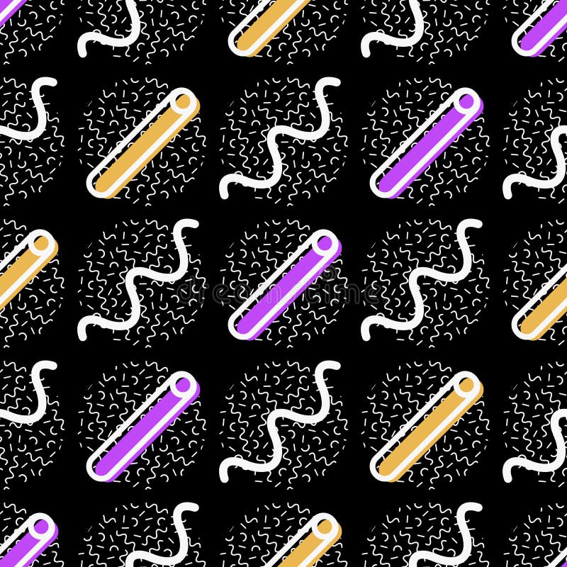 Vector Seamless Retro Comic Memphis Pattern with Geometric Elements ...