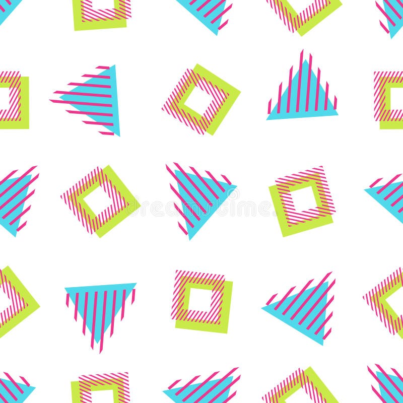 Vector Seamless Retro Comic Memphis Pattern with Geometric Elements ...
