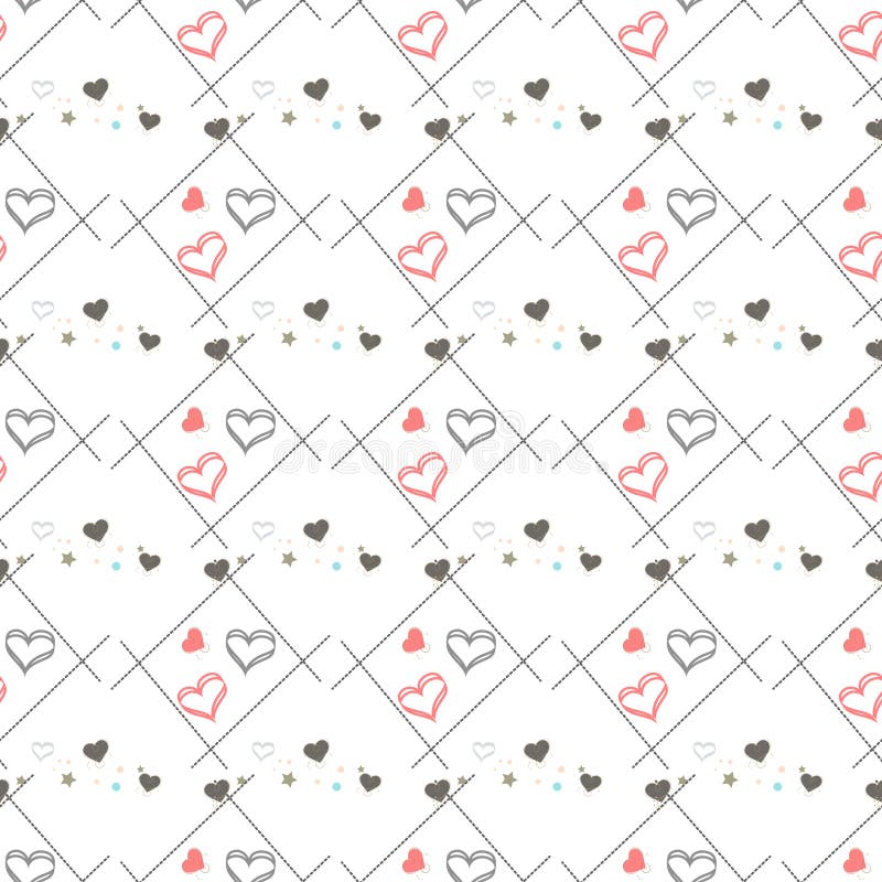 Vector Seamless Retro Pattern, Polka Dot with Hearts. Can Be Used for ...
