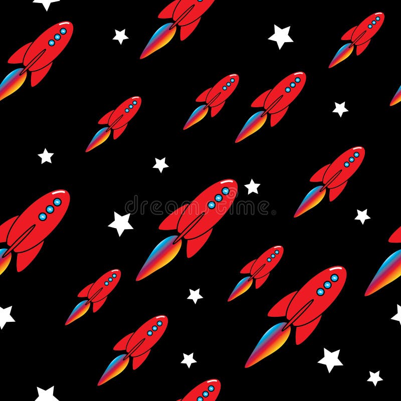 Vector Seamless Rocket Pattern Stock Illustration - Illustration of ...