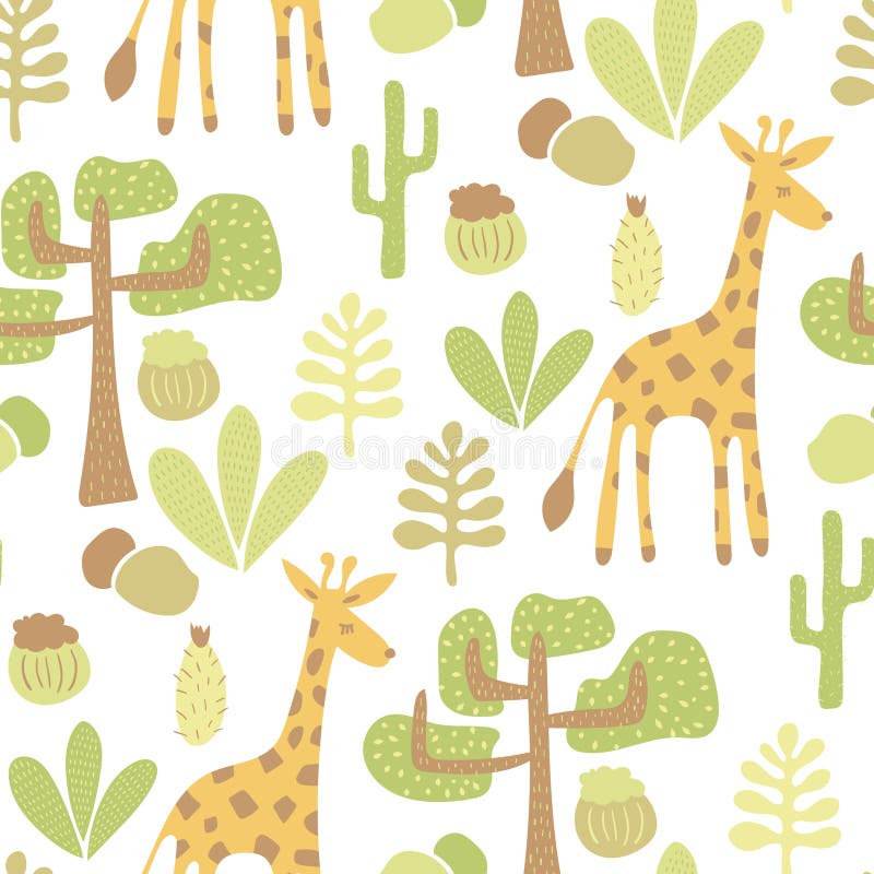 Vector Seamless Safari Pattern Stock Vector - Illustration of safari ...