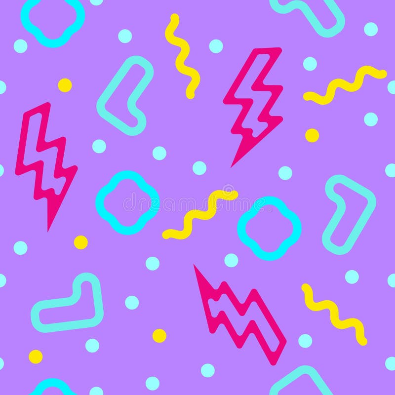 Vector Seamless Scattered Line Shapes Memphis Geometry Pattern ...