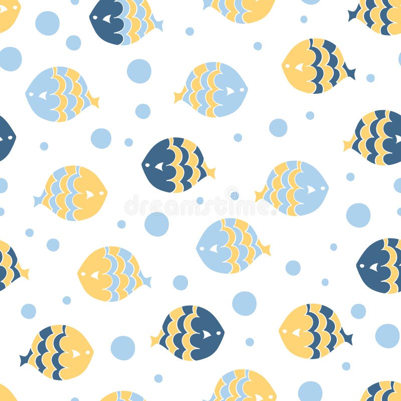 Seamless Sea Pattern with Cute Fish Stock Illustration - Illustration ...