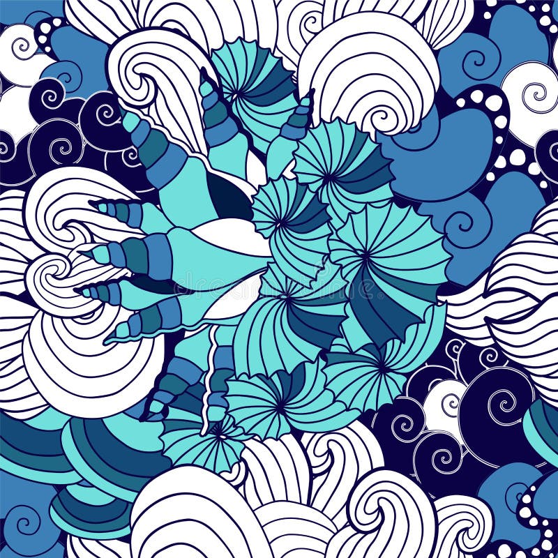 Vector Seamless Seashell Pattern. Sea Design Stock Vector ...