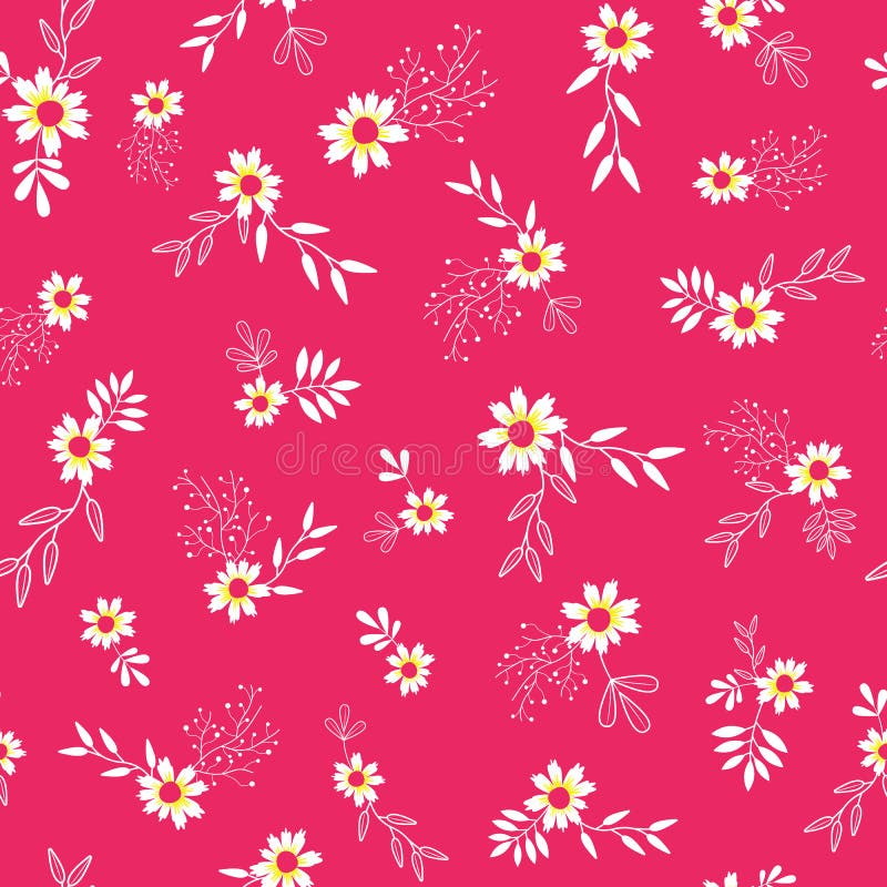 Vector Seamless Shocking Pink White Daisy Pattern Design. Vibrant ...