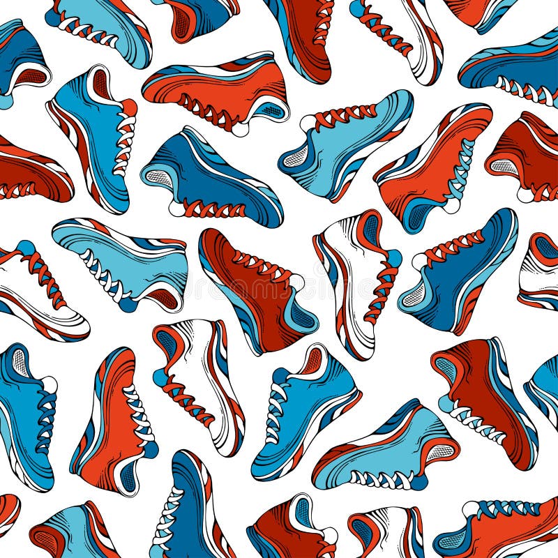 Vector Seamless Shoes Pattern. Stock Vector - Illustration of active ...