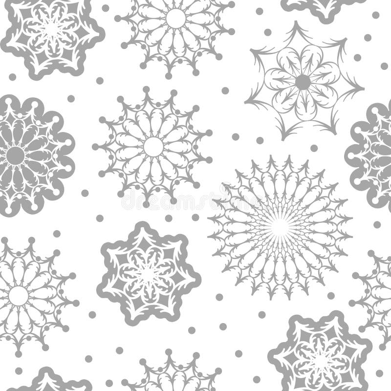 Vector Seamless Snowflake Pattern White and Gray Color Stock ...