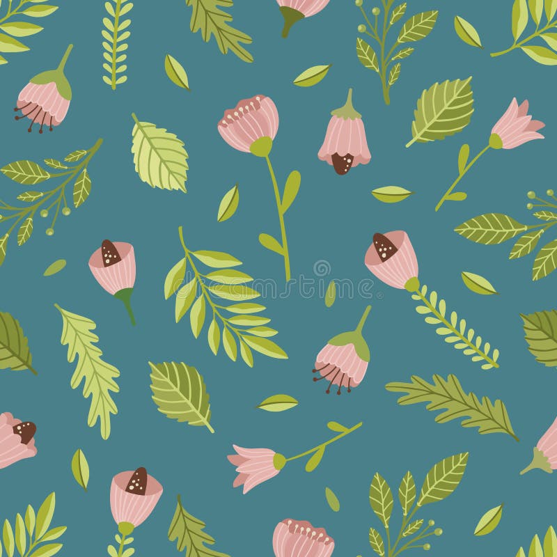Vector Seamless Spring Pattern with Flowers, Bouquets, Plants Stock ...
