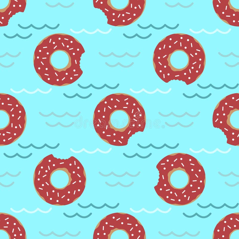 Vector Seamless Swimming Pool Float Rings Pattern Stock Vector ...