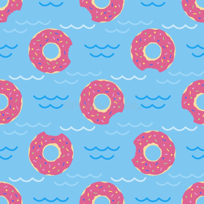 Vector Seamless Swimming Pool Float Rings Pattern Stock Vector ...
