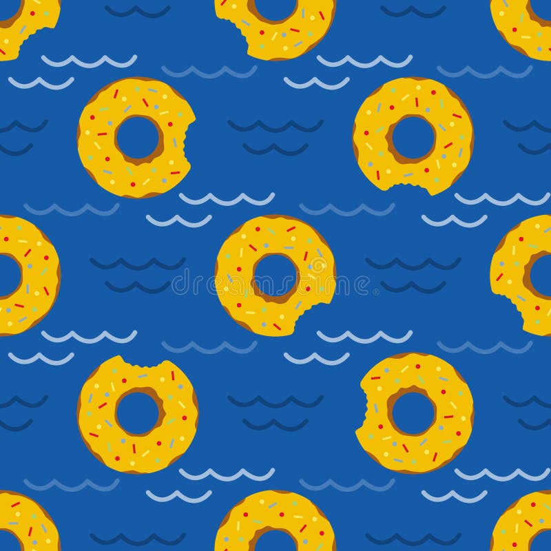 Vector Seamless Swimming Pool Float Rings Pattern Stock Vector ...