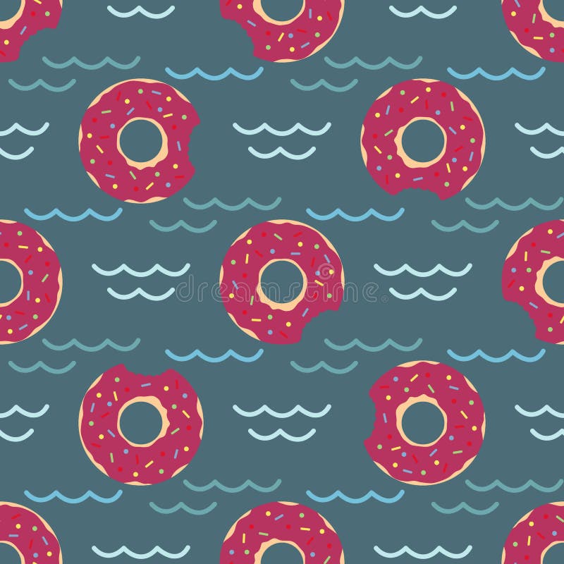 Vector Seamless Swimming Pool Float Rings Pattern Stock Vector ...