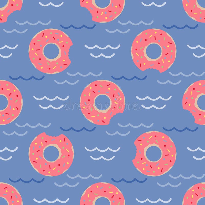 Vector Seamless Swimming Pool Float Rings Pattern Stock Vector ...