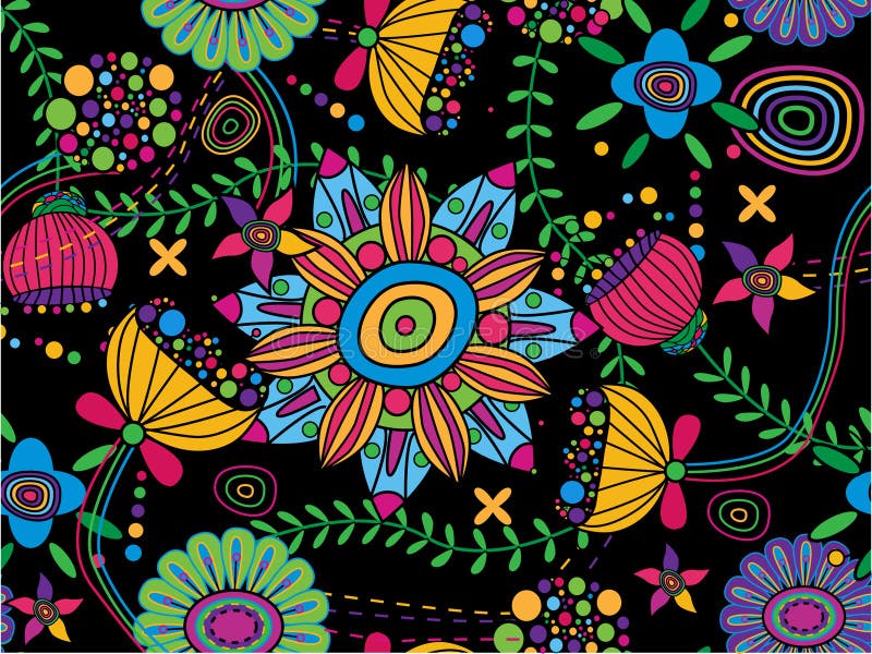 Vector Seamless Texture. 60s Stock Vector - Illustration of plant ...