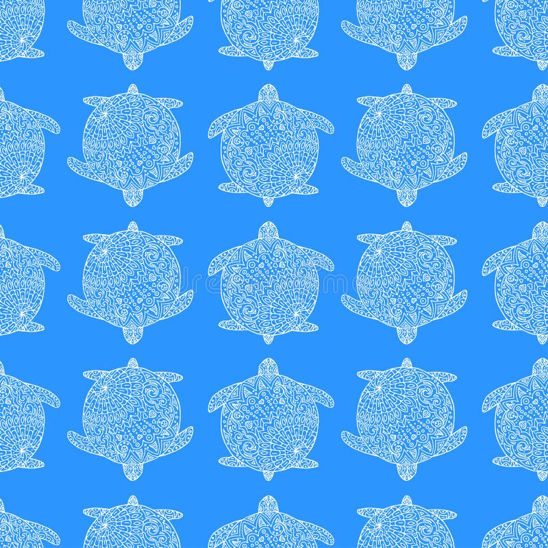 Abstract Doodle Outline Turtle Illustration. Painted Tortoise, Many ...