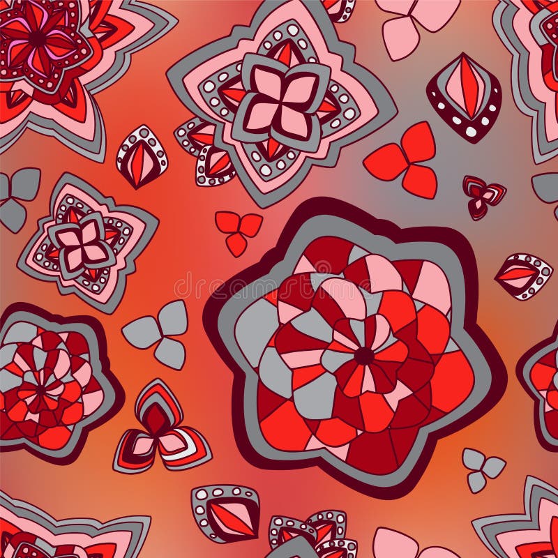 Vector Seamless Texture with Abstract Flower. Ethnic Seamless Pa Stock ...