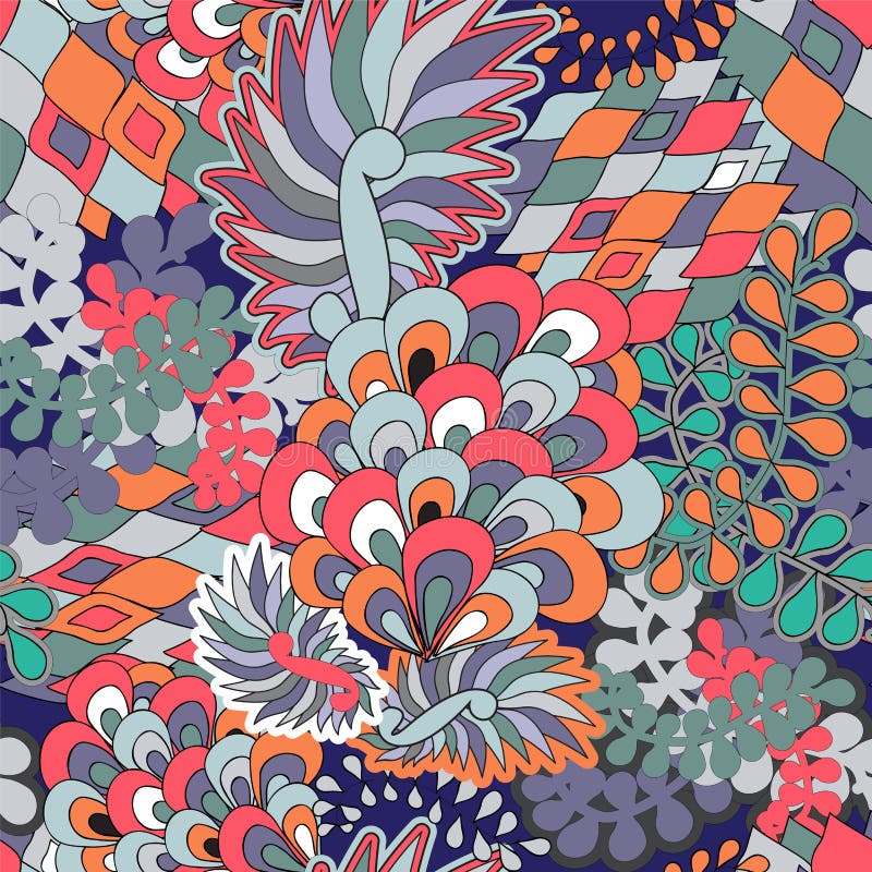 Vector Seamless Texture with Abstract Flower. Ethnic Seamless Pa Stock ...