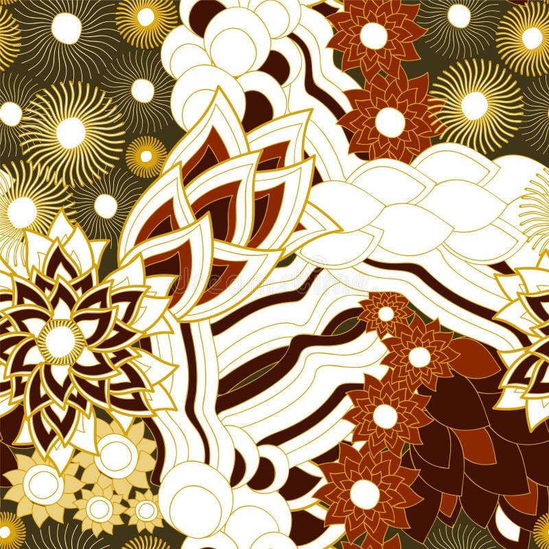 Vector Seamless Texture with Abstract Flower. Ethnic Seamless Pa Stock ...