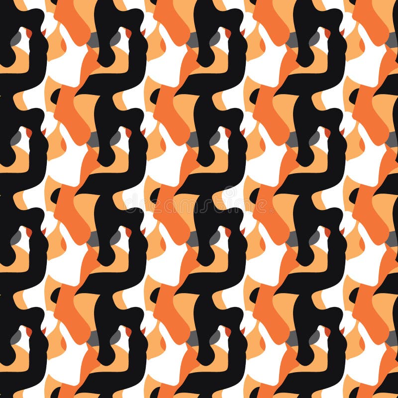 Vector Seamless Texture Background Pattern. Hand Drawn, Orange, Black ...