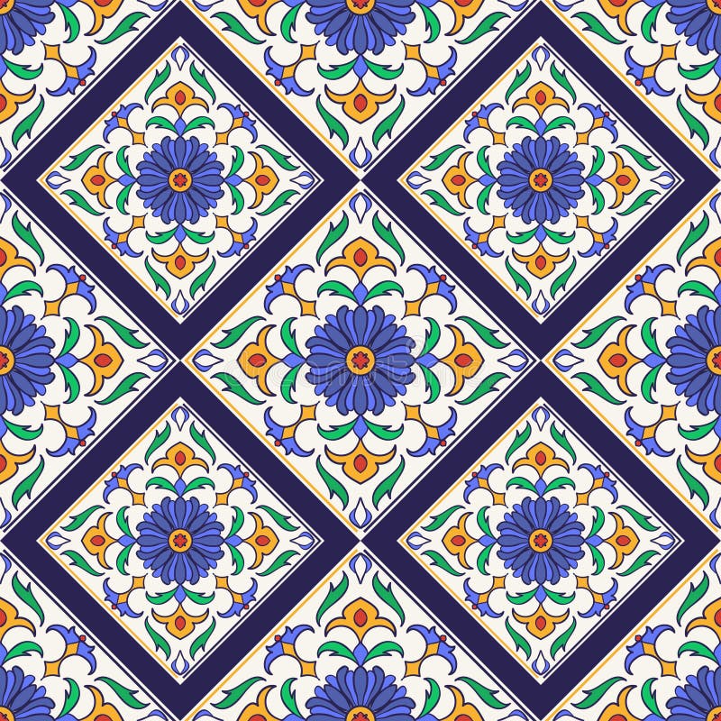 Spanish Traditional Ornament, Mediterranean Seamless Pattern, Tile ...