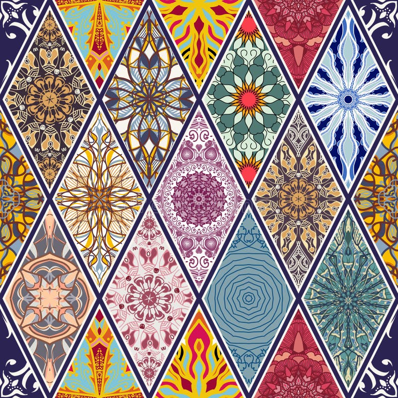 Vector Seamless Texture. Beautiful Mega Patchwork Mosaic Pattern for Design and Fashion with ...