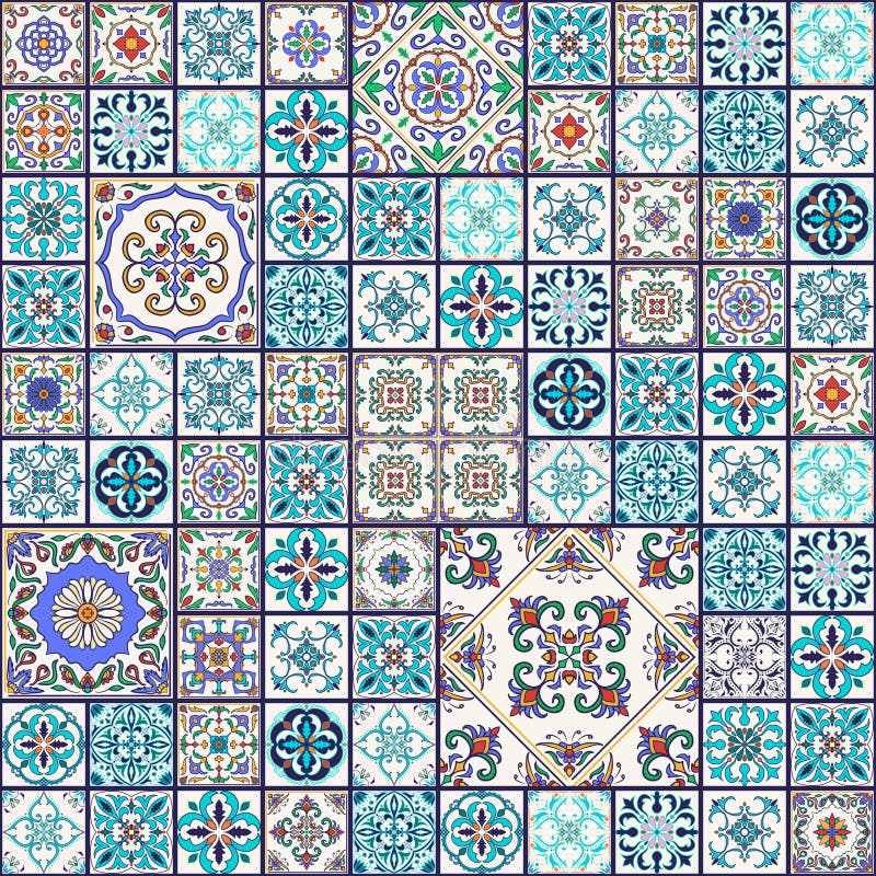 Vector Seamless Texture Beautiful Mega Patchwork Pattern For Design