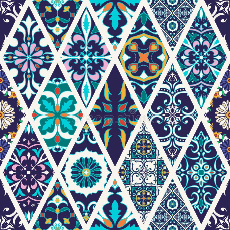 Vector Seamless Texture Beautiful Mega Patchwork Pattern For Design