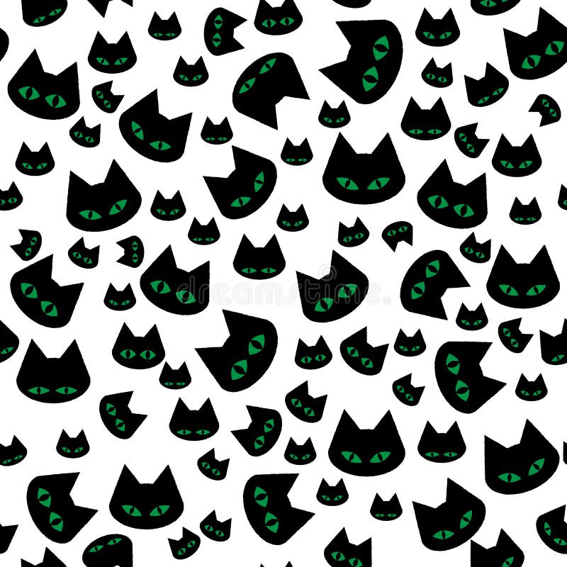Vector Seamless Texture with Black Cats Stock Vector - Illustration of ...