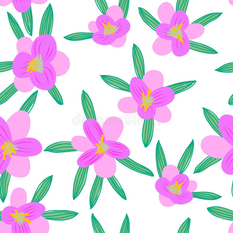 Vector Seamless Texture with Crocus Stock Vector - Illustration of ...
