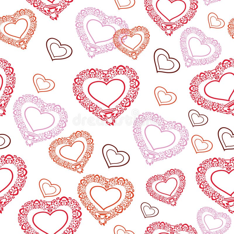 Vector Seamless Texture with Decorative Colorful Hearts Stock Vector ...