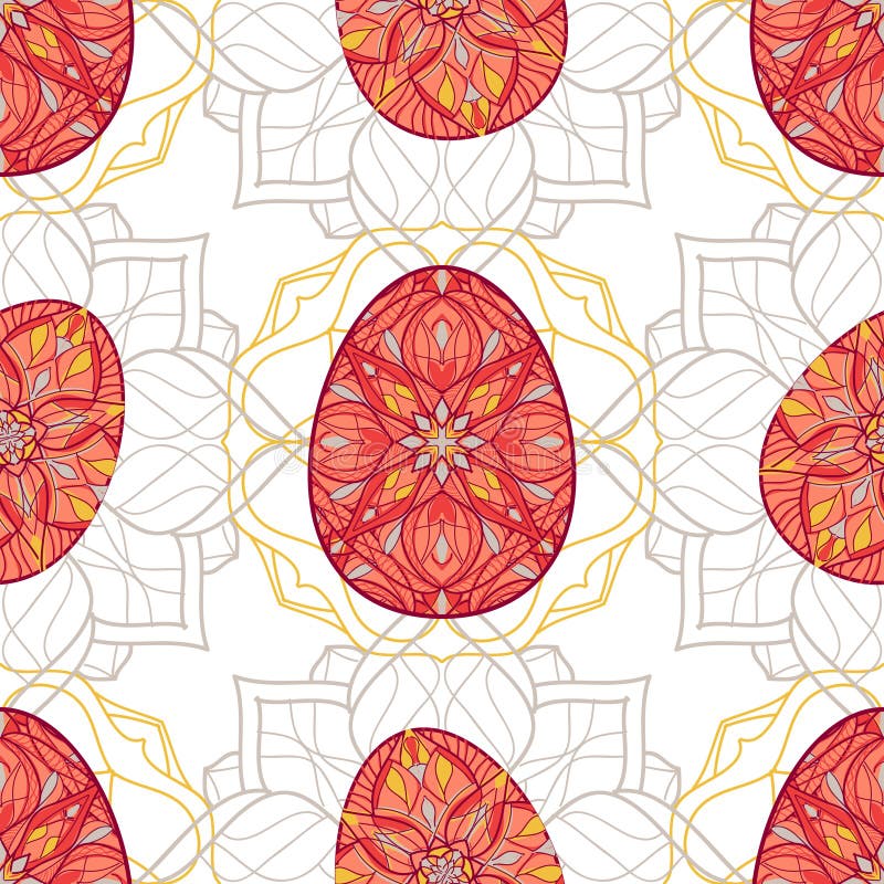 Vector Seamless Texture. Easter Eggs with Floral Ornaments Stock Vector ...