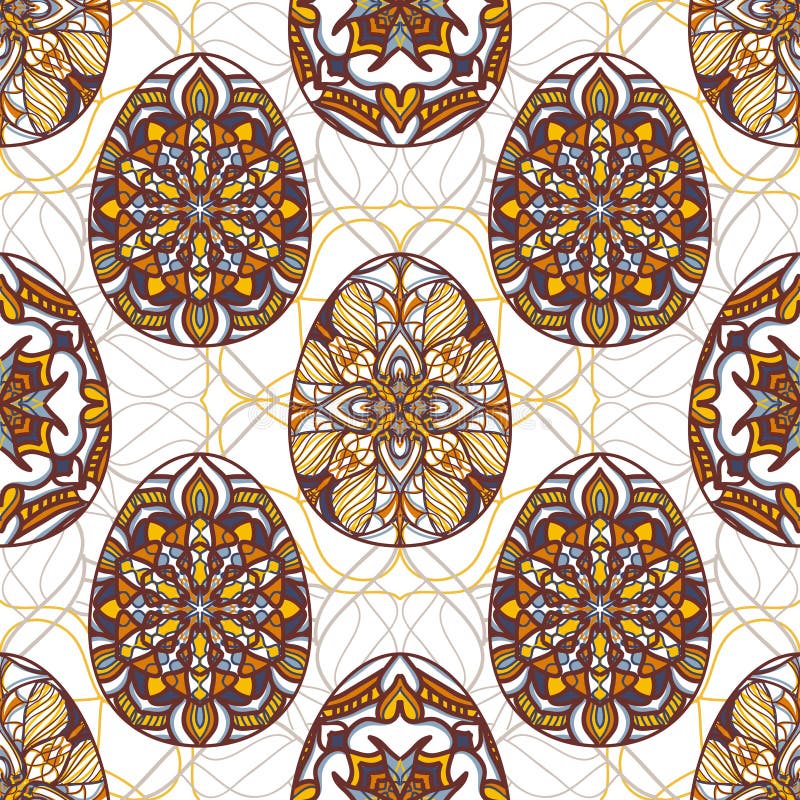 Vector Seamless Texture. Easter Eggs with Oriental Ornaments Stock ...