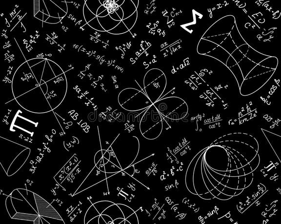 Vector Seamless Texture with Handwritten Scientific Math and Physics Formulas, Equations and ...